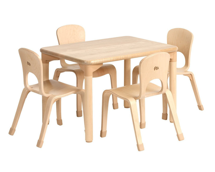 Community Playthings Rectangulr Woodcrest Table 20" and Four Chairs 12 ...